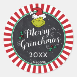 Merry Grinchmas | Grinch Holiday Party Classic Round Sticker | Zazzle