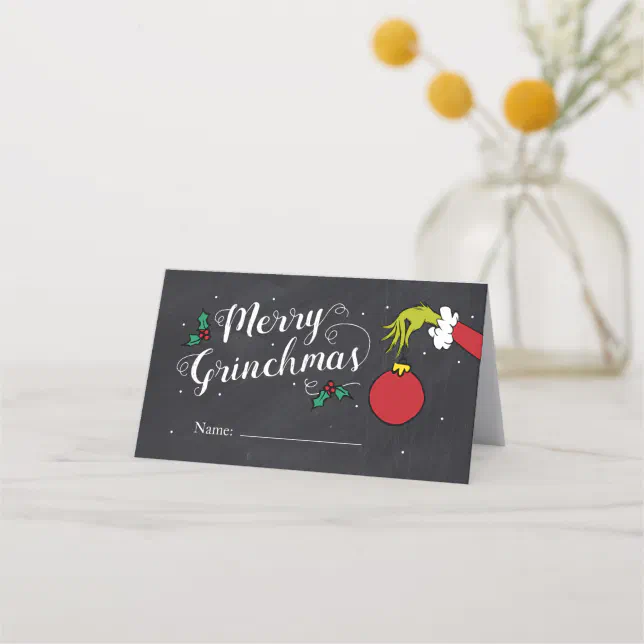 Merry Grinchmas | Grinch Holiday Party Place Card | Zazzle