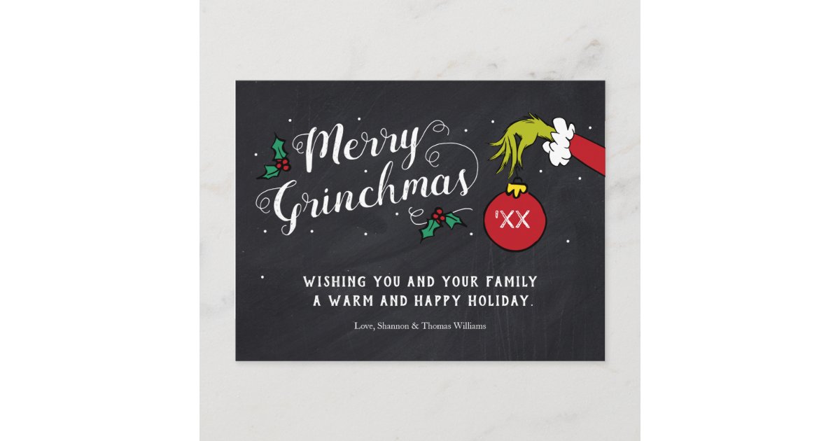 Merry Grinchmas | Grinch Holiday Postcard | Zazzle
