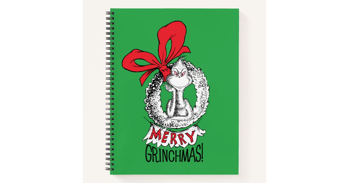 Merry Grinchmas Wreath Grinch Notebook | Zazzle