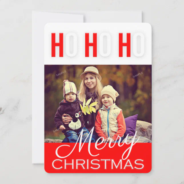 Merry Ho Ho Ho Christmas Greetings Photo Card | Zazzle
