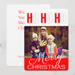 Merry Ho Ho Ho Christmas Greetings Photo Card | Zazzle