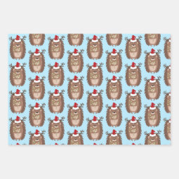merry hog mas hedgehog funny joke christmas wrapping paper sheets | Zazzle