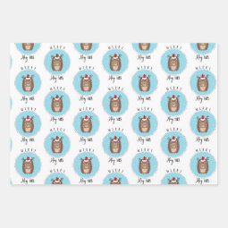 merry hog mas hedgehog funny joke christmas wrapping paper sheets | Zazzle
