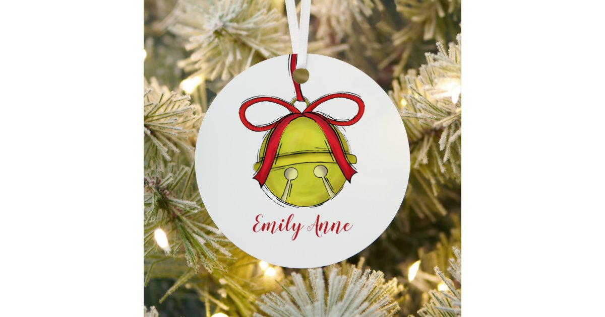 Merry jingle Bells Fun Photo Personalized Metal Ornament | Zazzle