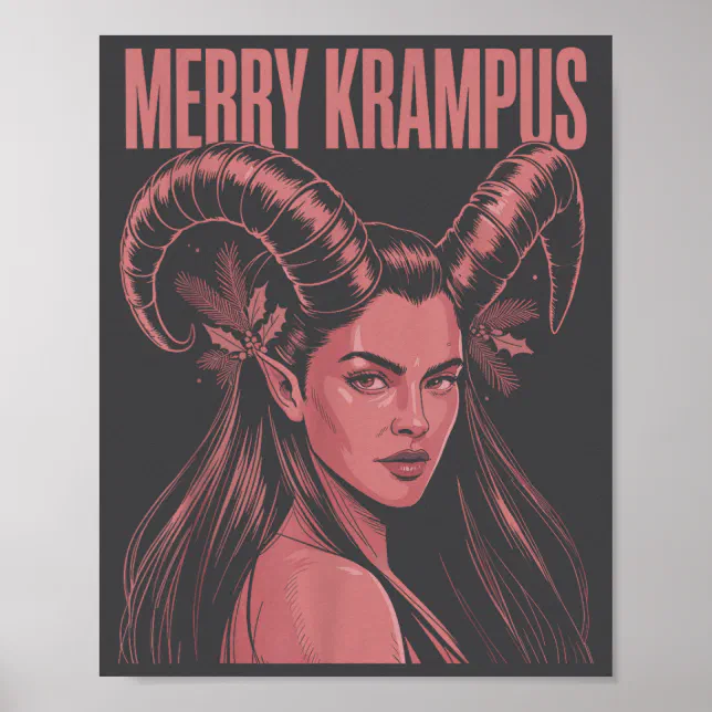 Merry Krampus Ironic Lilith Christmas Dark Feminin Poster | Zazzle