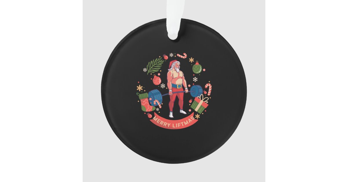 Merry Liftmas Christmas Bodybuilder Gym Workout Ornament | Zazzle