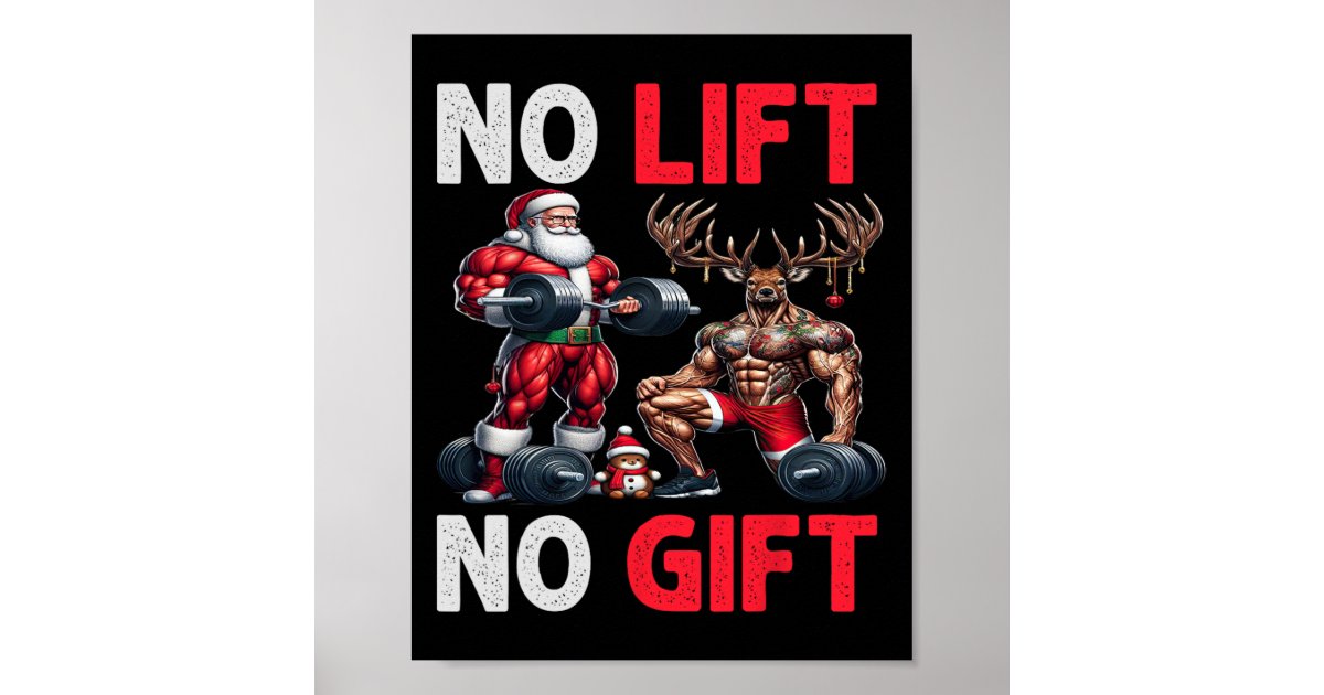 Merry Liftmas Muscle Santa Weightlifting Xmas Body Poster | Zazzle
