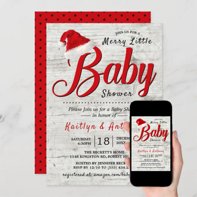 Merry Little Christmas Baby Shower Invitation | Zazzle