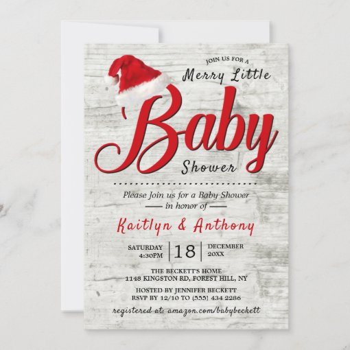 Merry Little Christmas Baby Shower Invitation | Zazzle