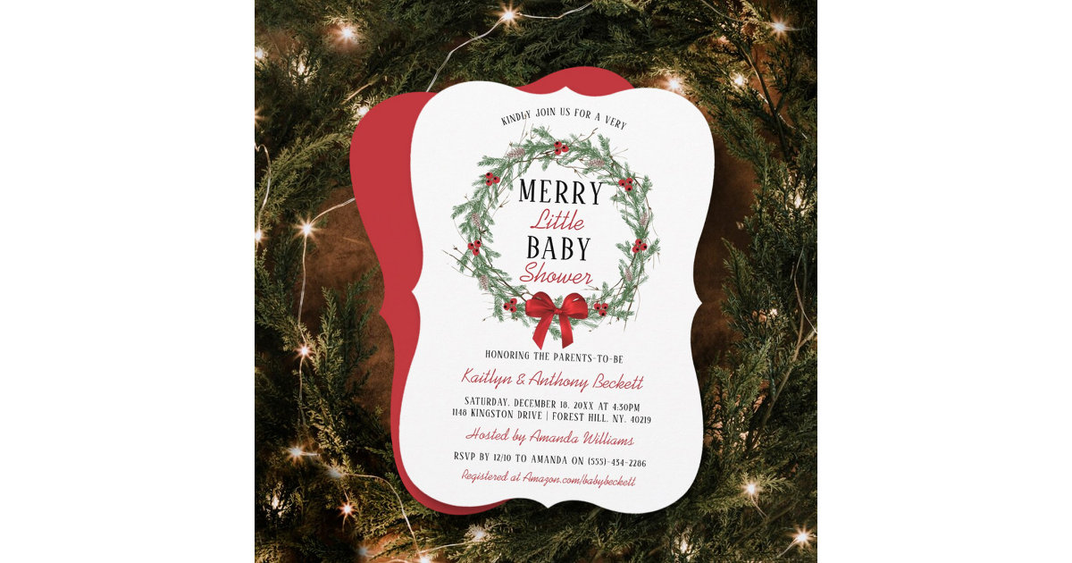 Merry Little Christmas Baby Shower Invitation | Zazzle