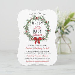Merry Little Christmas Baby Shower Invitation | Zazzle