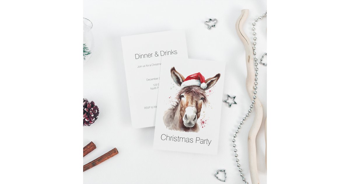 Merry Little Christmas Donkey, custom Invitation | Zazzle