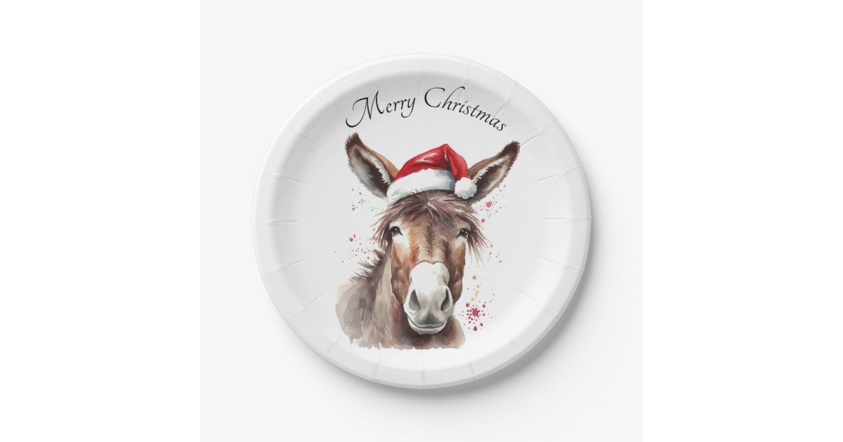 Merry Little Christmas Donkey, custom Paper Plates | Zazzle