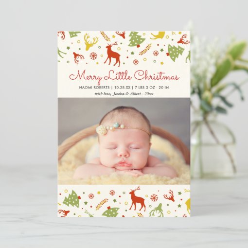 Merry Little Christmas New Born Baby First Xmas Holiday Card | Zazzle