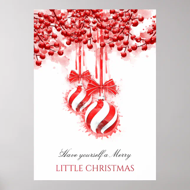 Merry Little Christmas Watercolor Splash Poster | Zazzle