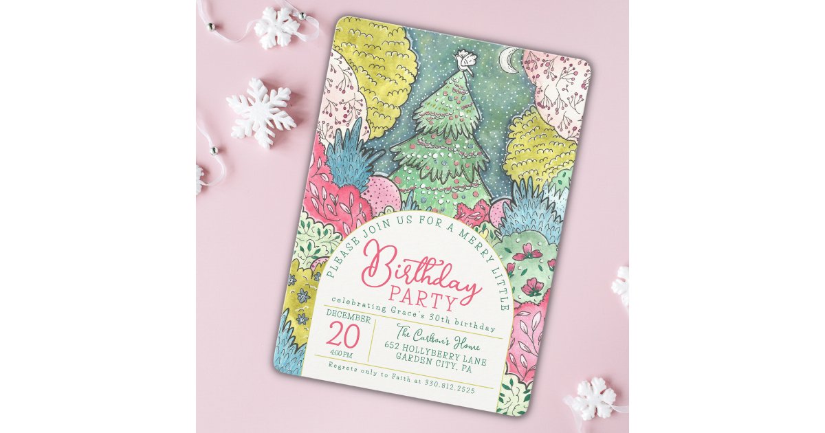 Merry Little December Birthday Party Invitation | Zazzle