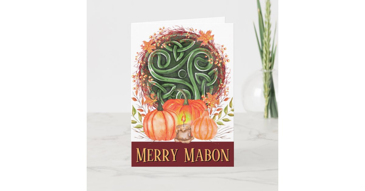 Merry Mabon Celtic Triskelion Fall Pumpkins Card | Zazzle
