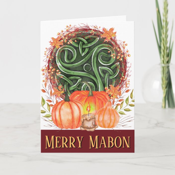 Merry Mabon Celtic Triskelion Fall Pumpkins Card | Zazzle