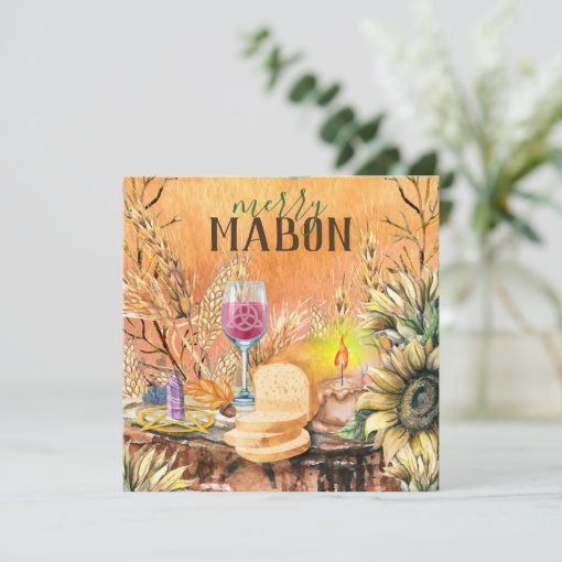 Merry Mabon Fall Equinox Celtic Wicca Altar Holiday Card | Zazzle