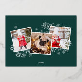 Merry Magic | Snowflake Overlay Photo Christmas Foil Holiday Card | Zazzle
