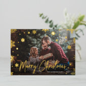 Merry Magic | Snowflake Overlay Photo Christmas Foil Holiday Card | Zazzle
