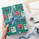 Merry Mail Green Holiday Postage Stamps Pattern Wrapping Paper | Zazzle