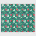 Merry Mail Green Holiday Postage Stamps Pattern Wrapping Paper | Zazzle