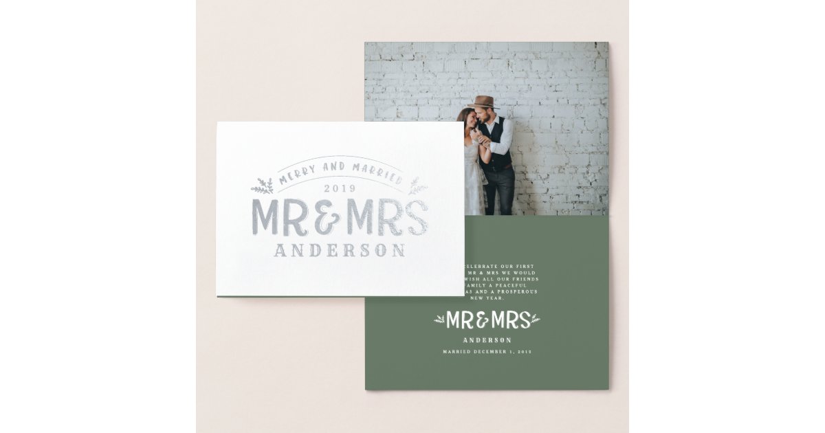 Merry & married christmas wedding photo card | Zazzle