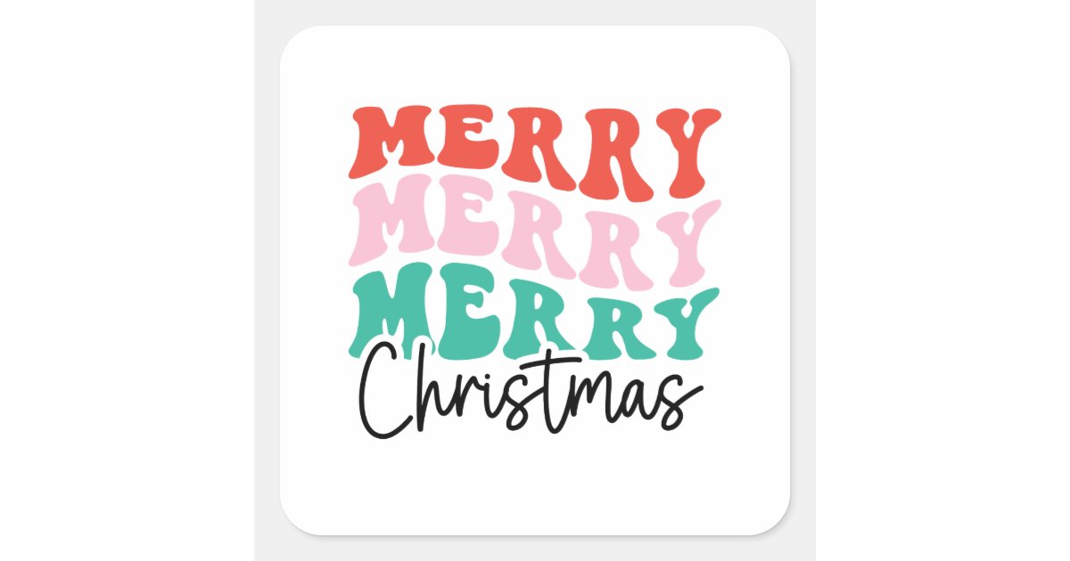 Merry Merry Merry Christmas Square Sticker | Zazzle