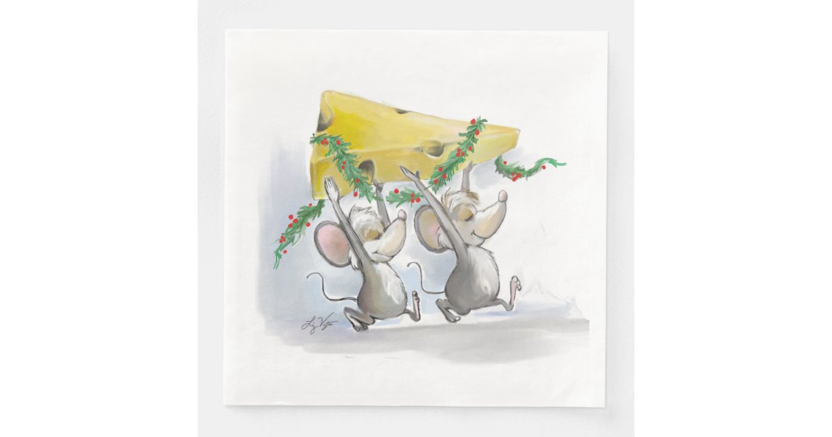Merry Mice Mic & Mac Holiday Paper Napkin | Zazzle