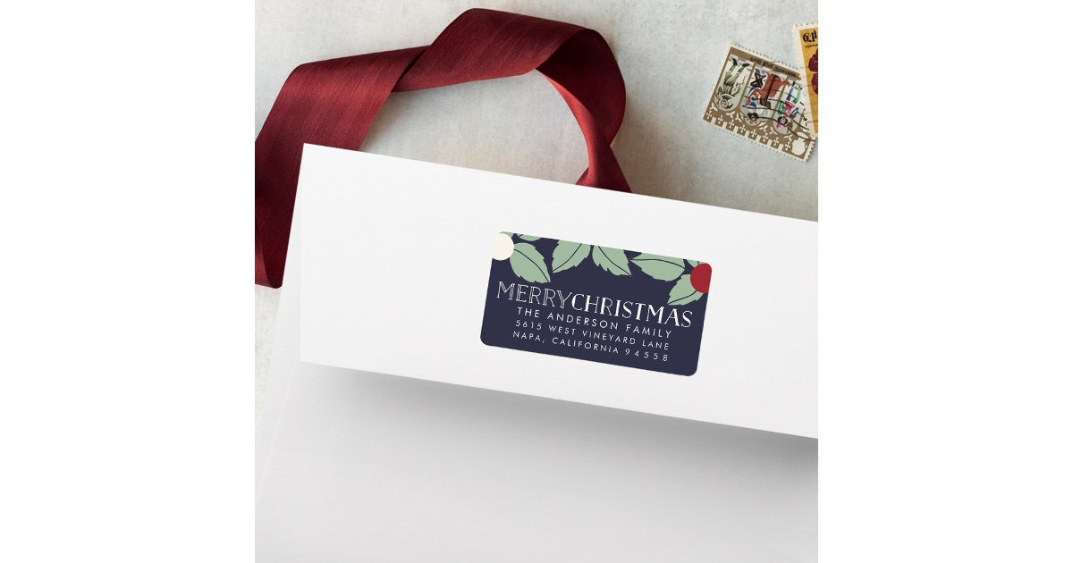 Merry Mistletoe | Oversized Holiday Return Address Label | Zazzle