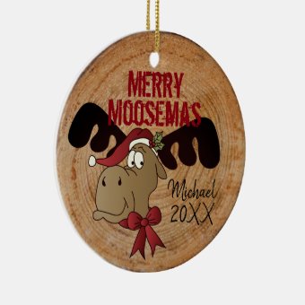 Merry Moosemas Ceramic Ornament | Zazzle