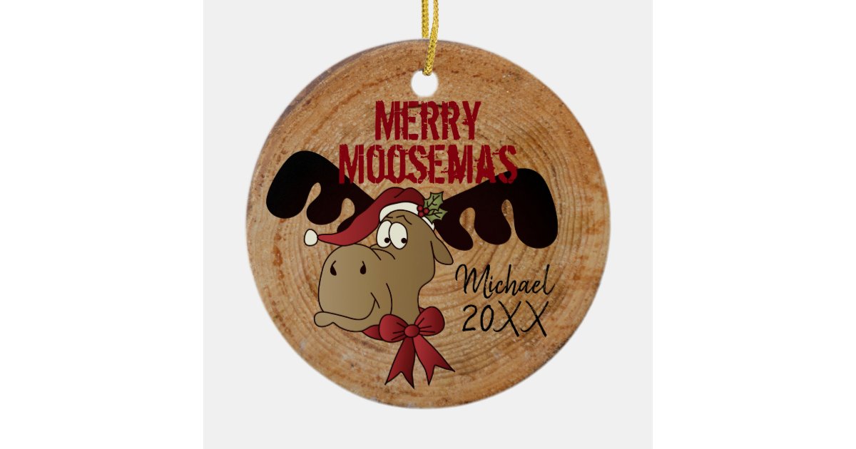 Merry Moosemas Ceramic Ornament | Zazzle