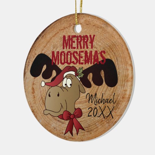 Merry Moosemas Ceramic Ornament | Zazzle