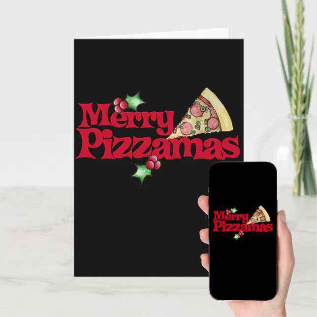 merry pizzamas holiday card | Zazzle