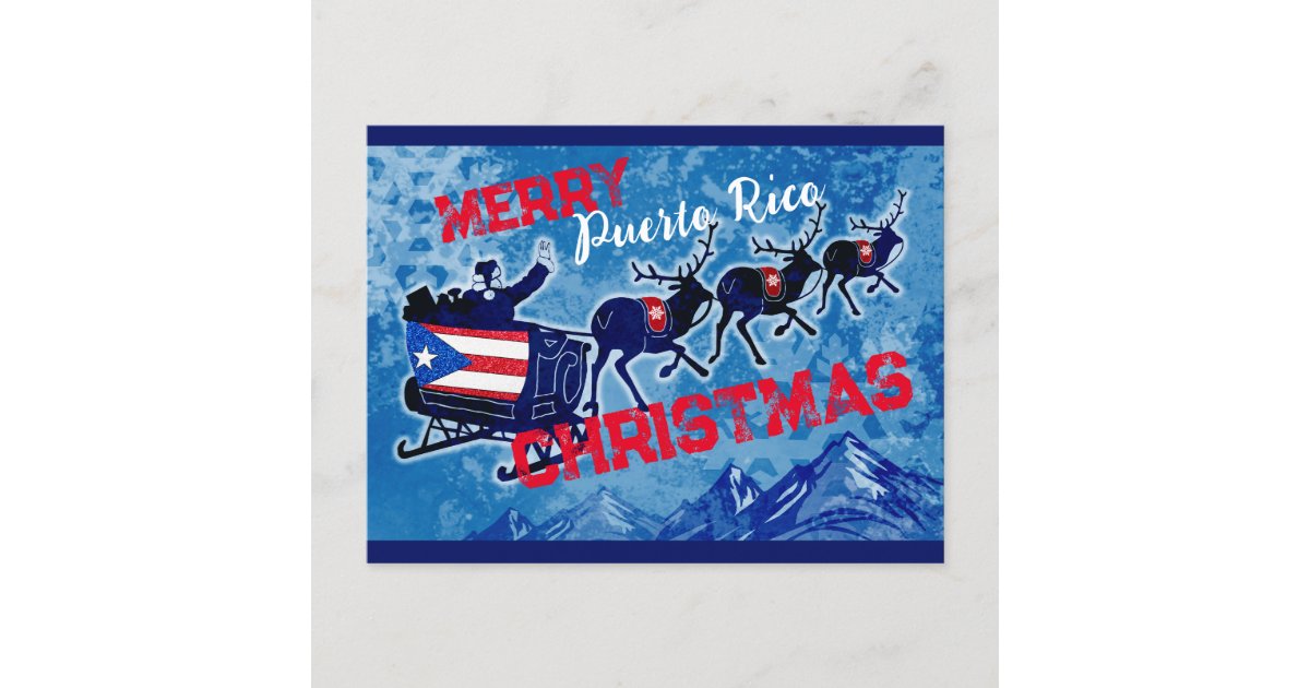 Merry Puerto Rico flag Christmas postcard | Zazzle