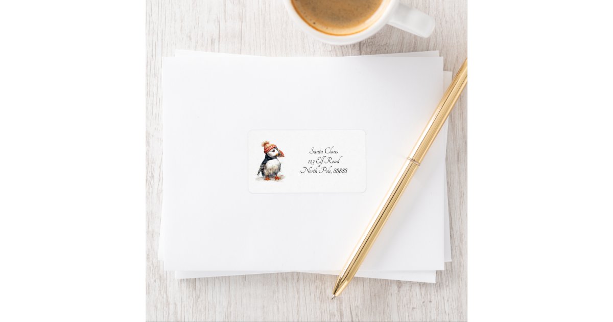 Merry Puffin Label | Zazzle