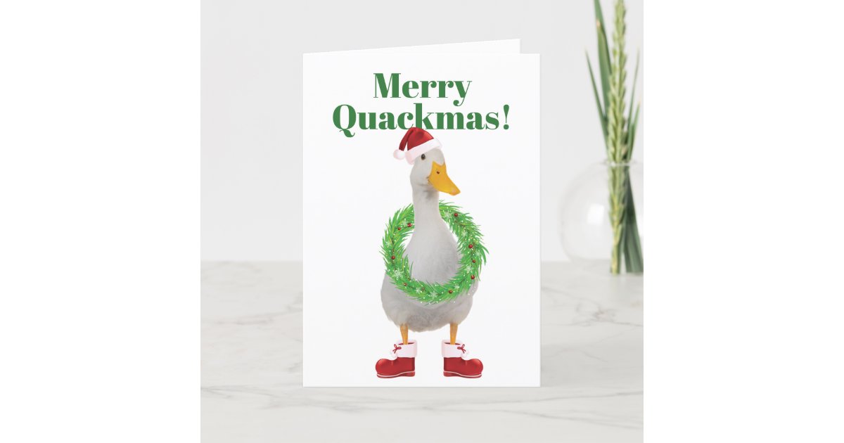 Merry Quackmas Santa Duck Folded Holiday Card | Zazzle