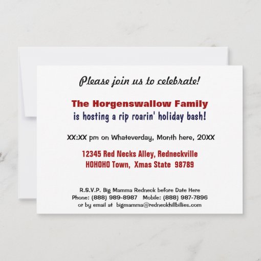 Merry Redneck Christmas! Funny Party Invitation | Zazzle