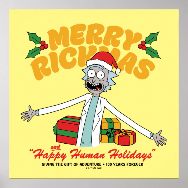 Merry Rickmas and Happy Human Holidays Poster | Zazzle