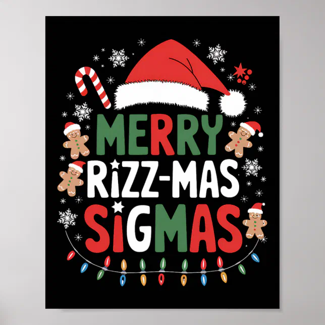 Merry Rizz Mas Sigmas Funny Gen Alpha X-mas Santa Poster | Zazzle