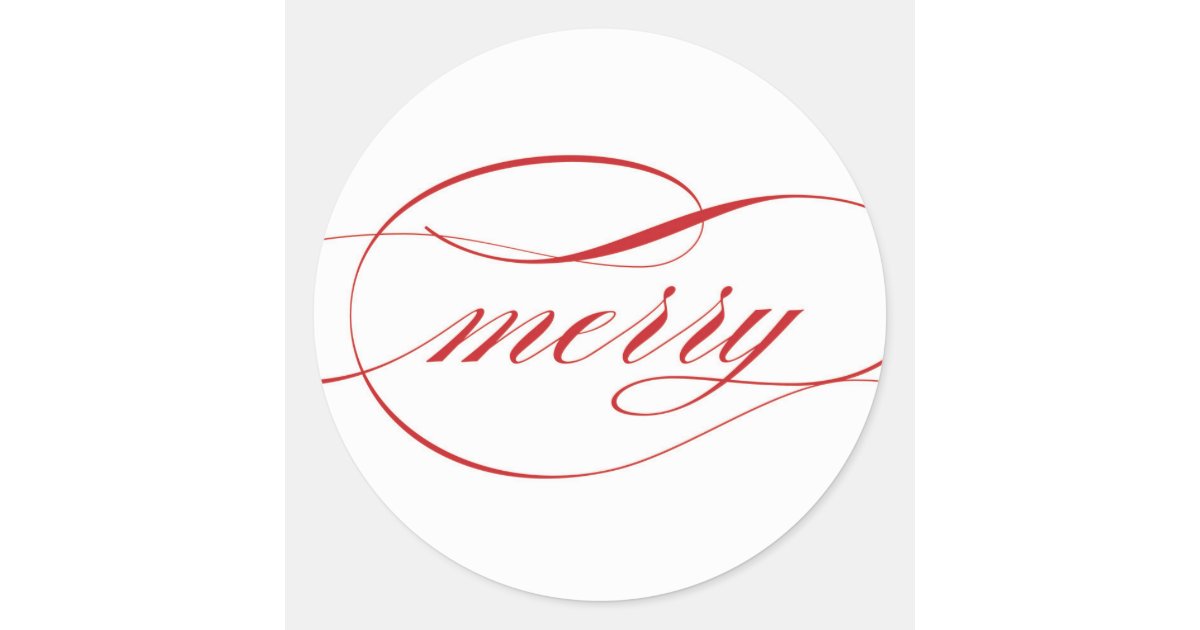 Merry Script Classic Round Sticker | Zazzle