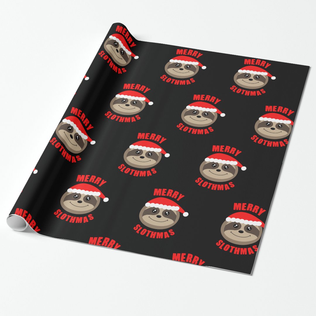 Merry Slothmas Cute Sloth Christmas Wrapping Paper | Zazzle