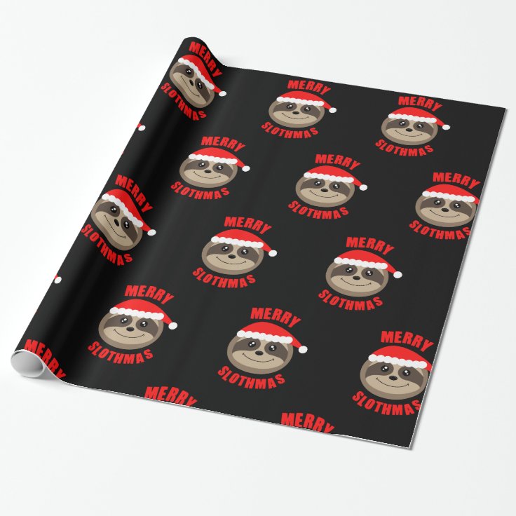 Merry Slothmas Cute Sloth Christmas Wrapping Paper | Zazzle