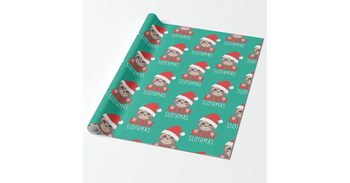 Merry Slothmas Sloth Cute Xmas Christmas Wrapping Wrapping Paper | Zazzle