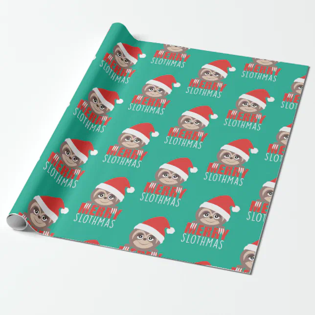 Merry Slothmas Sloth Cute Xmas Christmas Wrapping Wrapping Paper | Zazzle