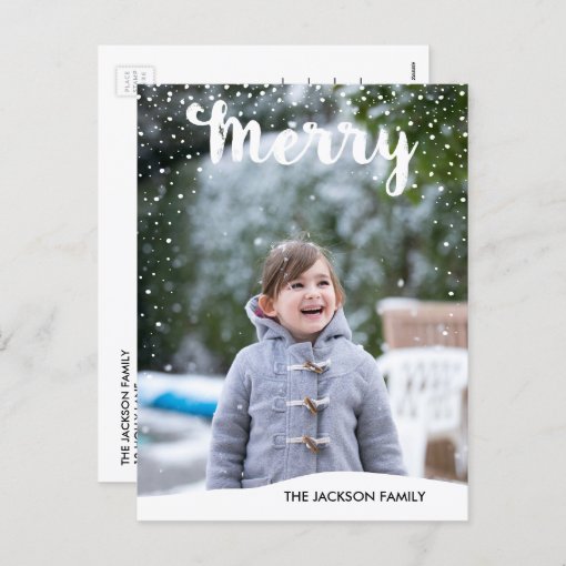 Merry Snowfall Collection Photo Postcard | Zazzle