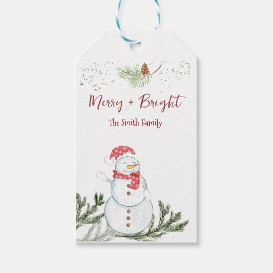 Merry Snowman Christmas Gift Tags | Zazzle.com
