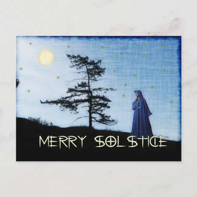 Merry Solstice Night Holiday Postcard | Zazzle